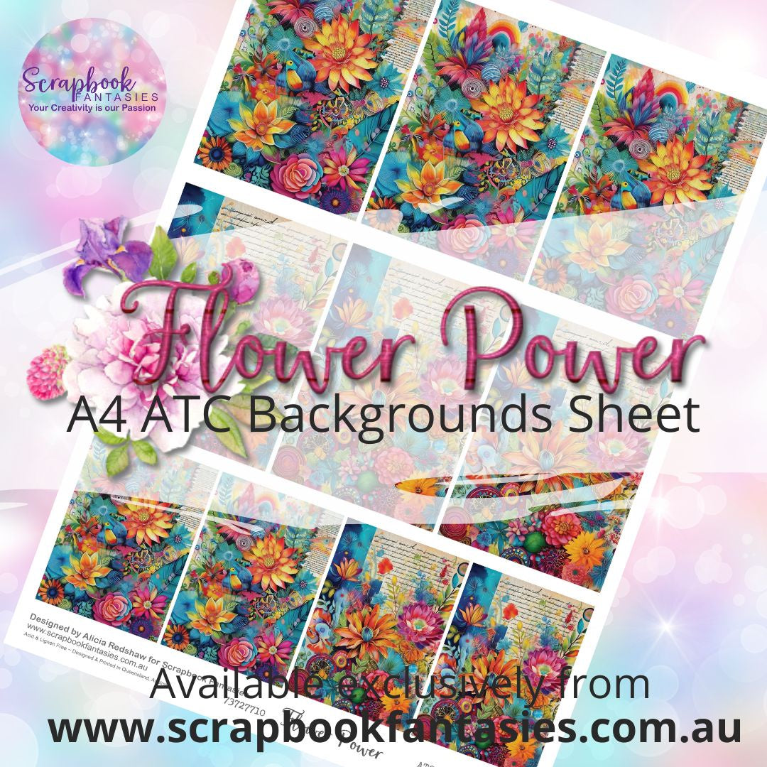 Flower Power A4 ATC Backgrounds Sheet - Colour-Pop Collage 1 73727710 – Scrapbook Fantasies