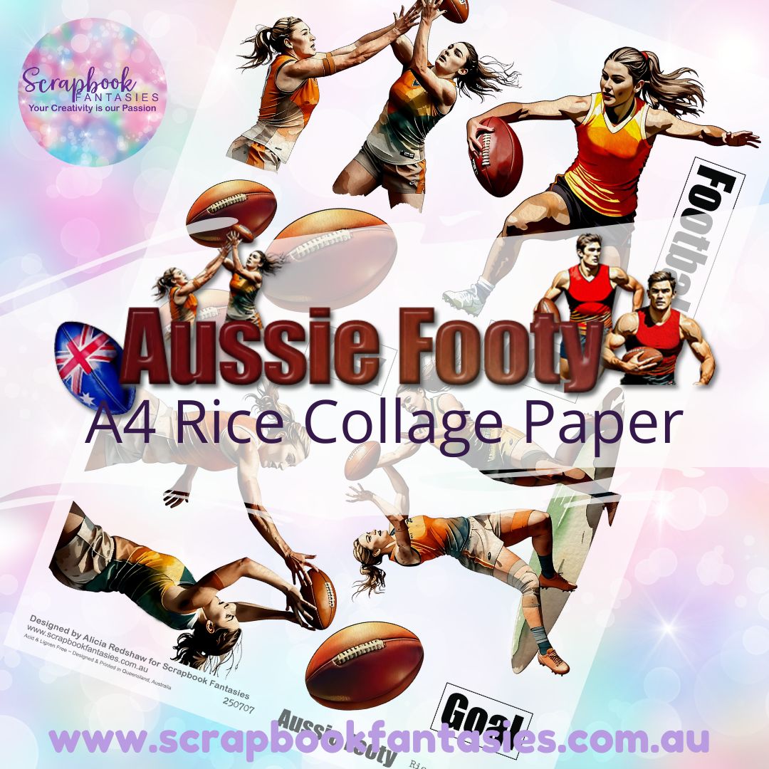 Aussie Footy A4 Rice Collage Paper - Footy Players 1 250707 – Scrapbook ...