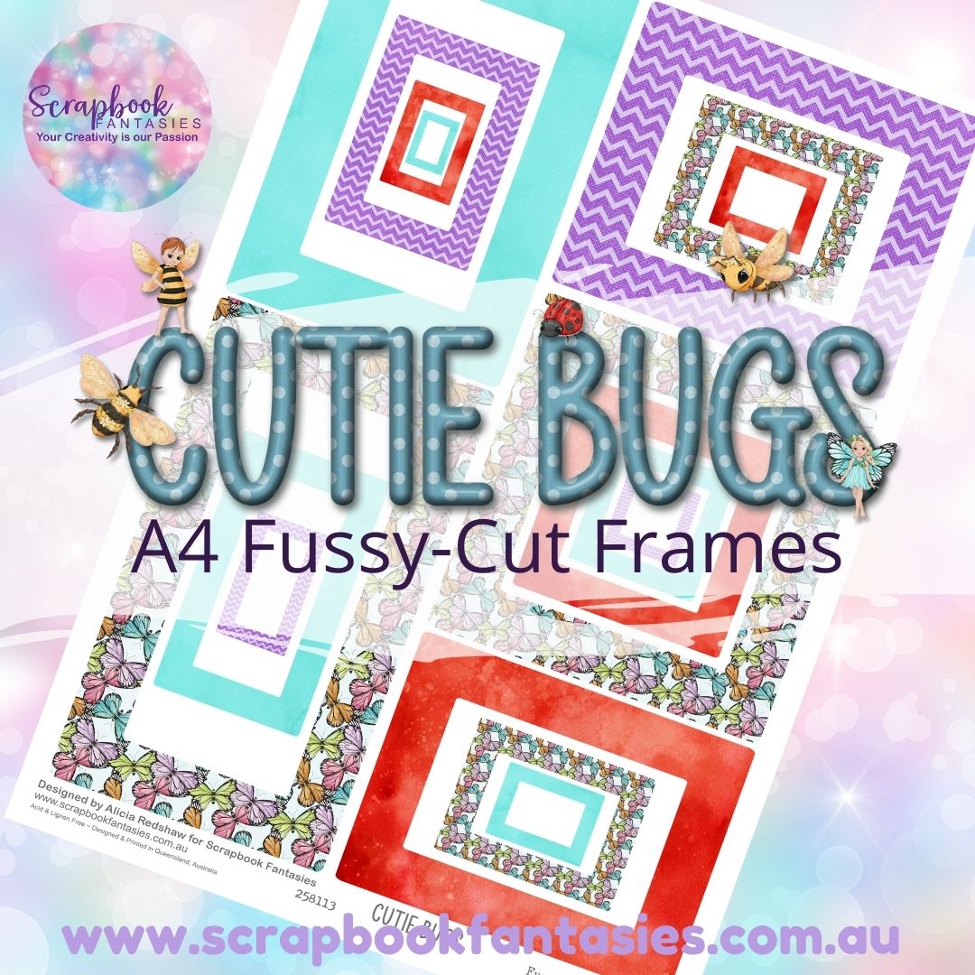Cutie Bugs A4 Colour Fussy-Cut Frames 5 258113 – Scrapbook Fantasies