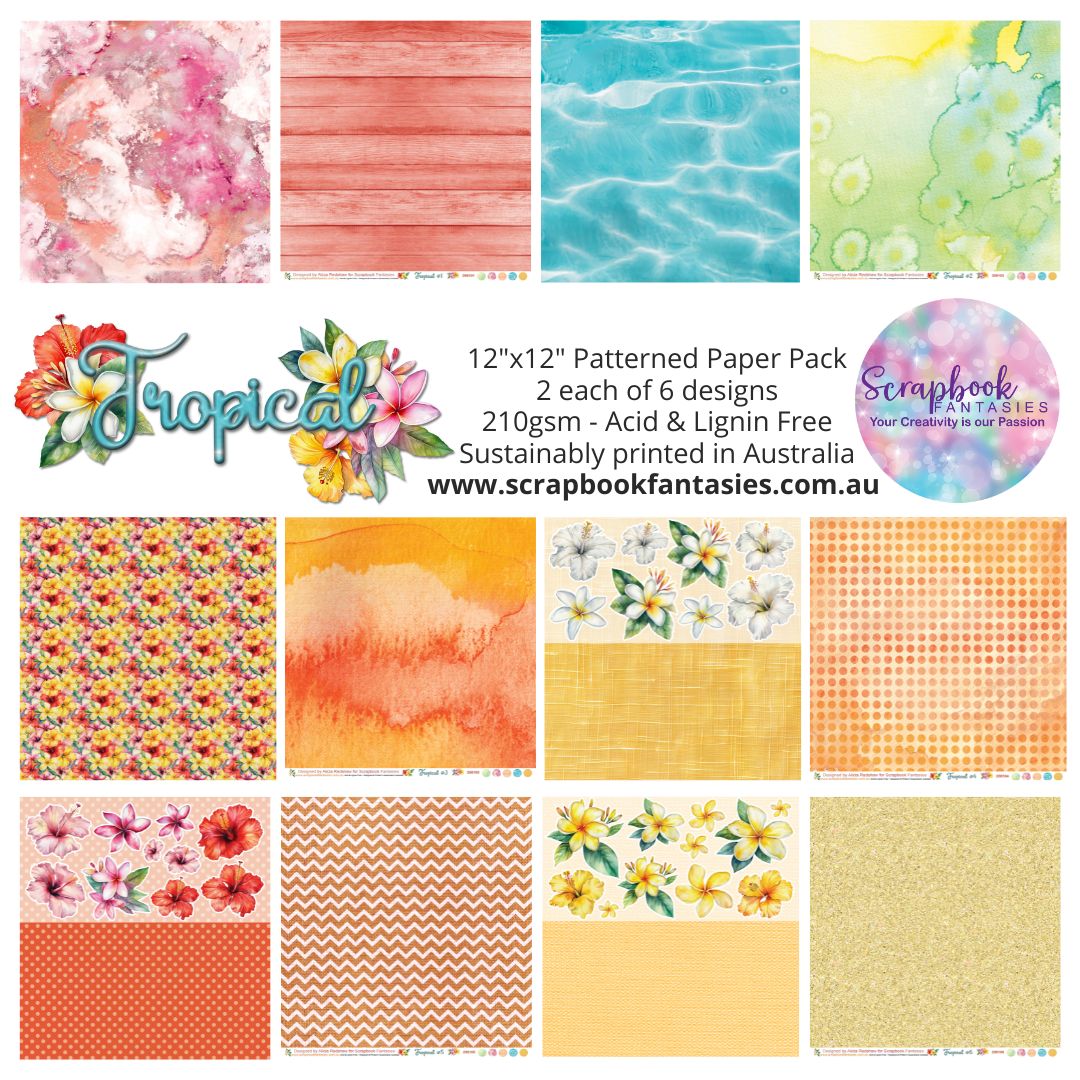 Tropical 12x12 Double-Sided Patterned Paper Pack - 256100 – Scrapbook ...