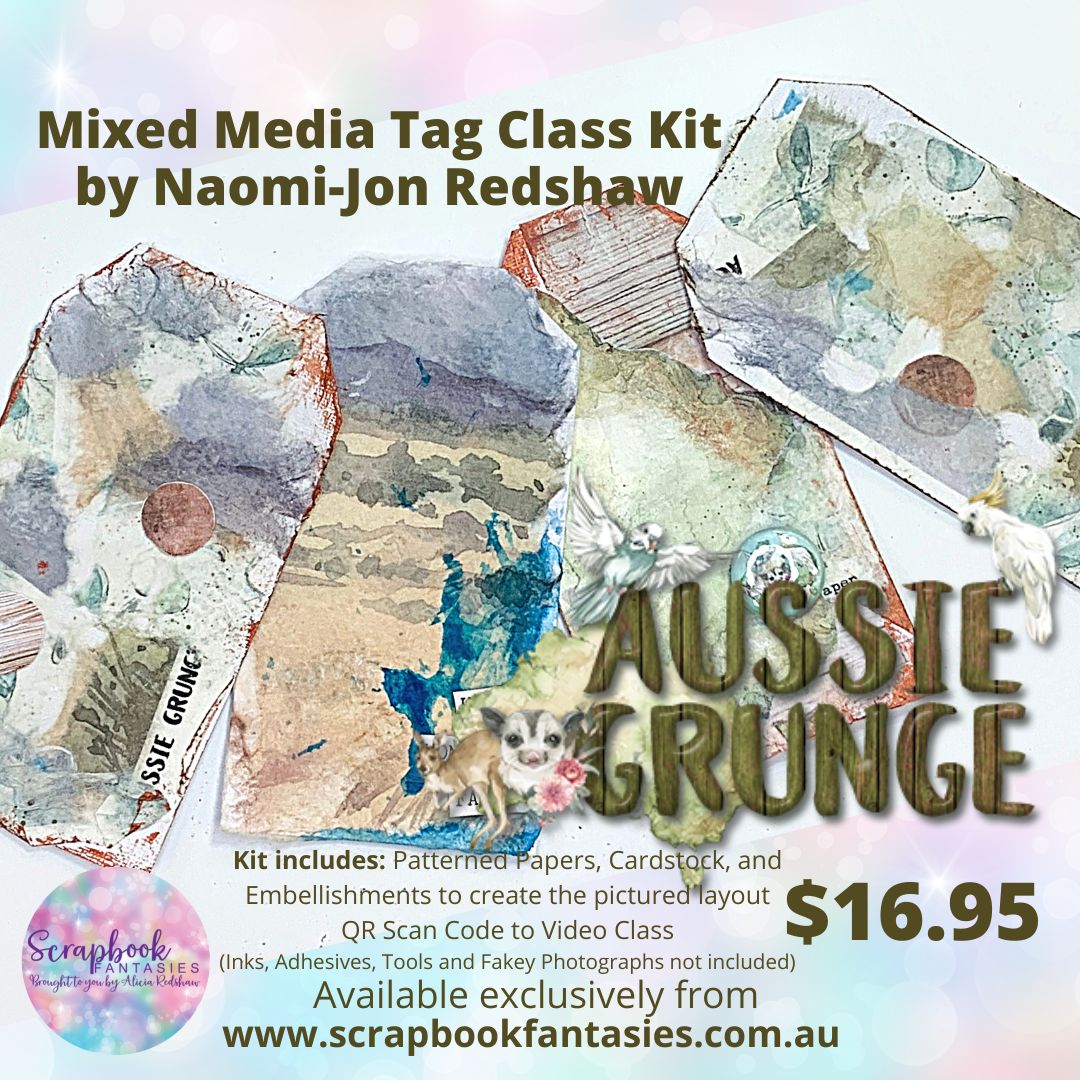 Aussie Grunge Rice Paper Tag Bases Class Kit by Naomi-Jon Redshaw - GI ...