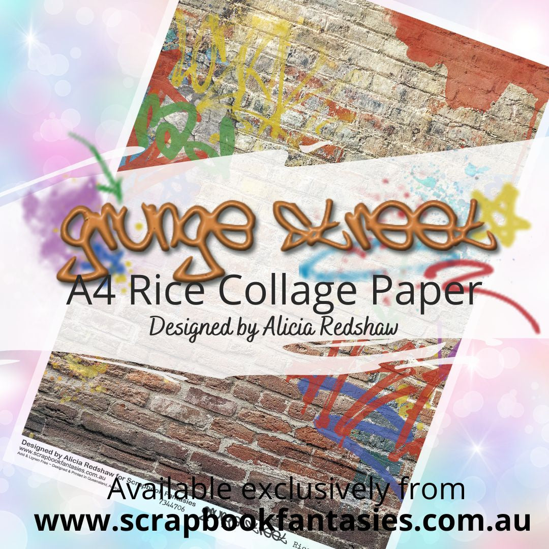 Grunge Street A4 Rice Collage Paper - Graffiti Wall – Scrapbook Fantasies