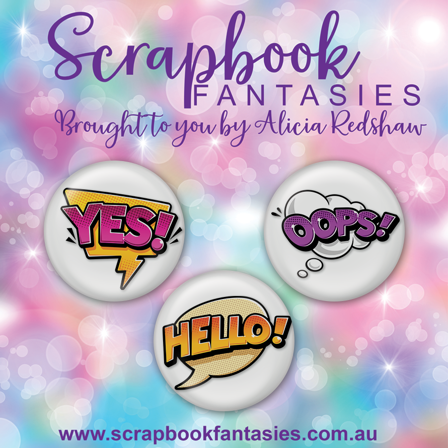 Grunge Street Flair Buttons [1"] - Action Words - Yes, Oops, Hello (3 ...