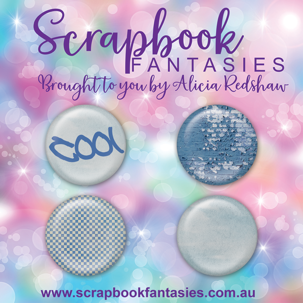 Grunge Street Flair Buttons [1"] - Cool Blue Patterns (4 pieces) Desig ...