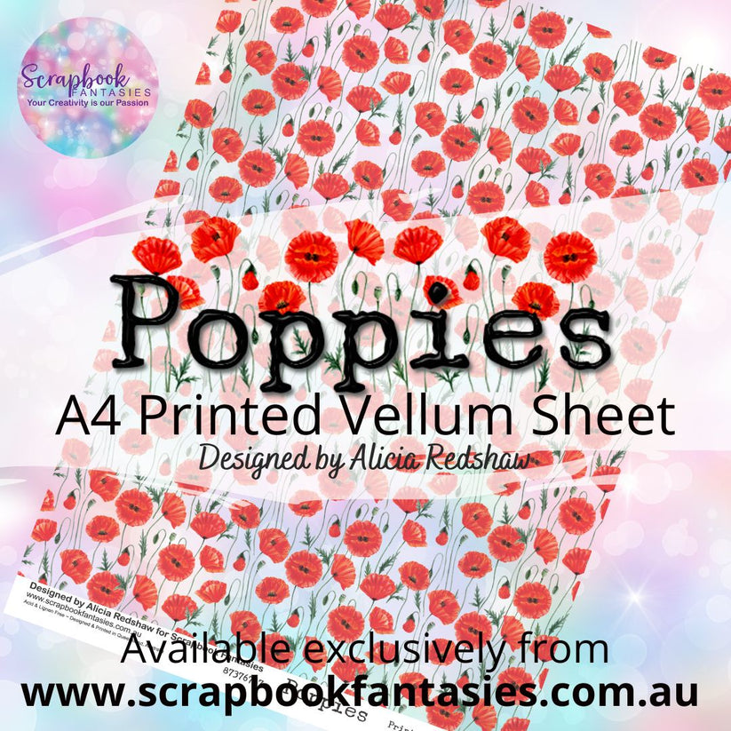 Poppies A4 Printed Vellum Sheet - Tiny Poppy Pattern 87376717 ...