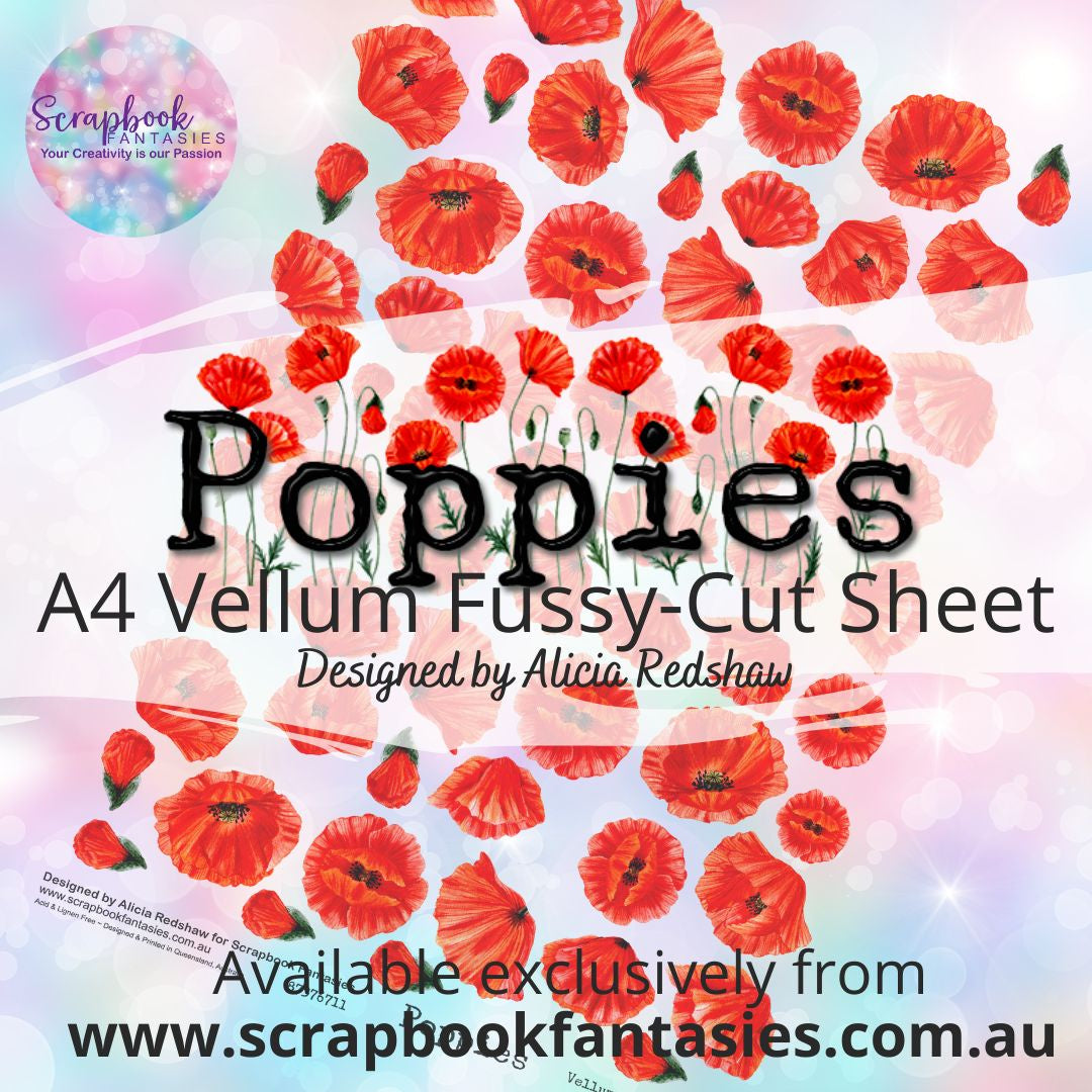 Poppies A4 Vellum Colour Fussy-Cut Sheet - Poppy Flowers 87376711 ...